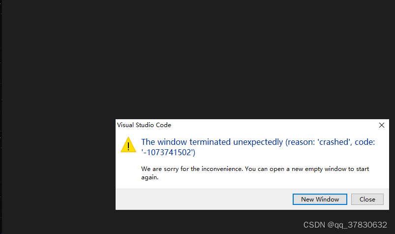 VScode crashed, code:-1073741502_vscode窗口意外终止crashed-CSDN博客