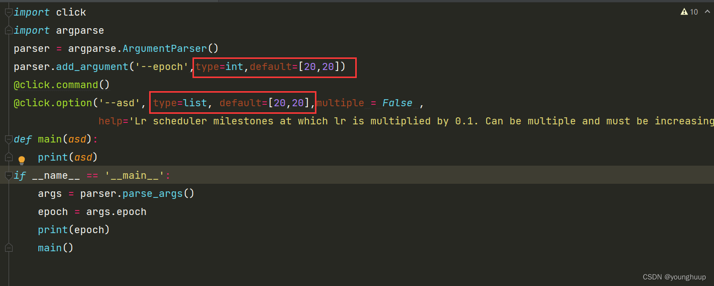 argparse 或者 click中出现‘int‘ object is not iterable_valueerror: 'int' is ...