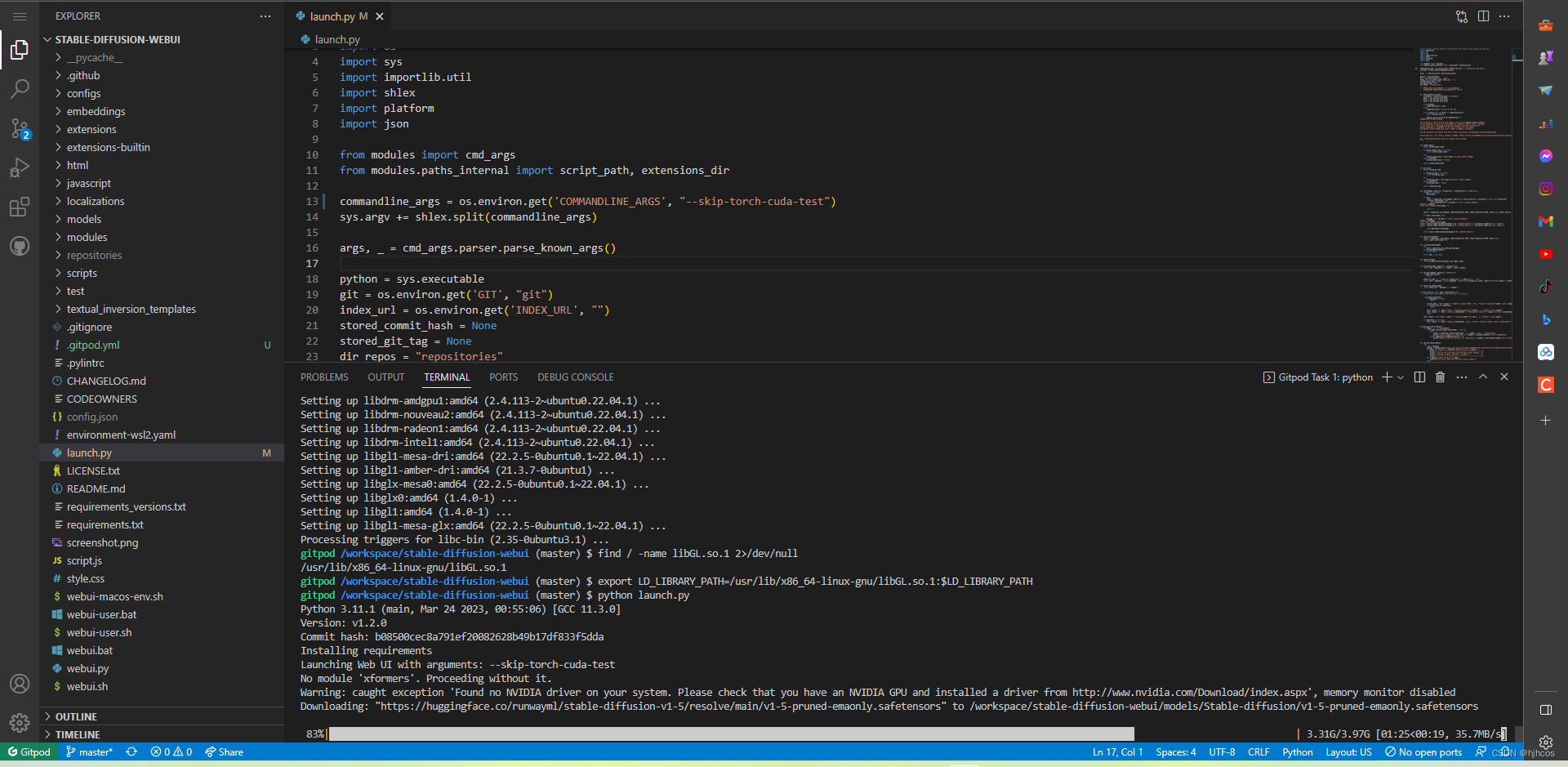 【Gitpod】云部署Stable Diffusion并且可以本地访问-CSDN博客