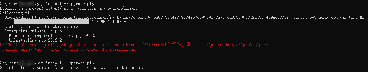 【Python】pip更新时未能正常安装_installing collected packages: pip attempting unin-CSDN博客