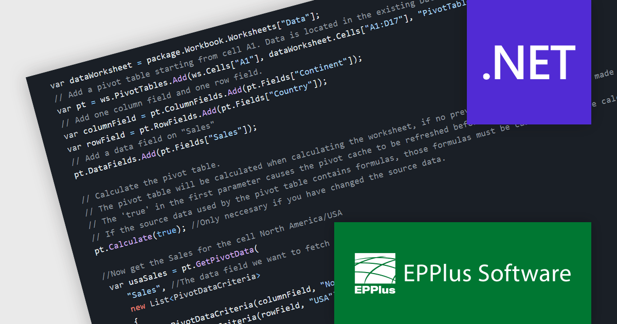 在.NET电子表格应用程序中计算数据透视表-EPPlus v7.2.0_epplus 做透视-CSDN博客