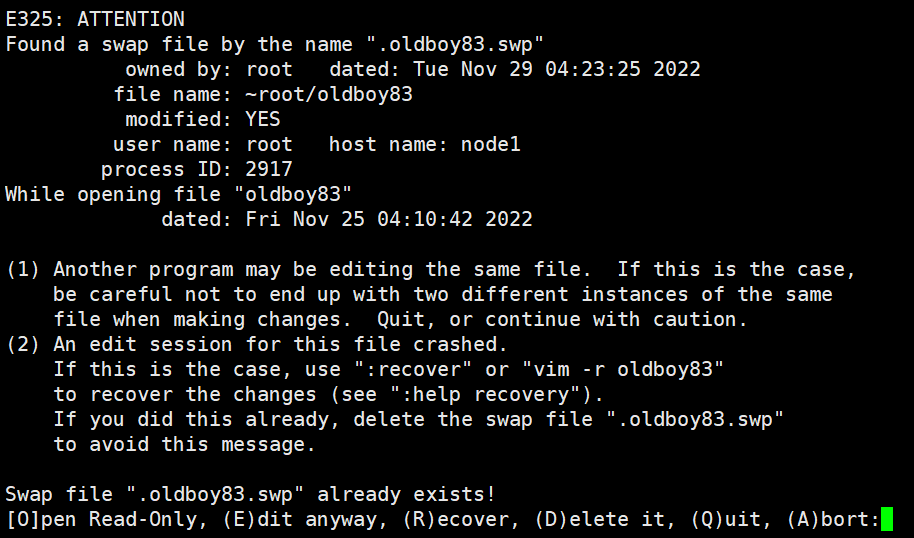 Vim异常退出经典故障处理Swap file already exists-CSDN博客