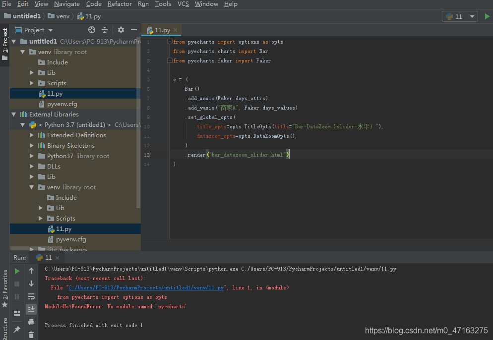 【关于PyCharm引用加载Pyecharts可视化库的方法和运行出现的No Module Named pyecharts的解决方案】_pycharm pyecharts-CSDN博客