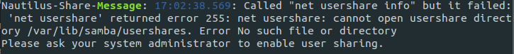解决Ubuntu 18.04报错：Called "net usershare info" but it failed: Failed to execute child process “net ...