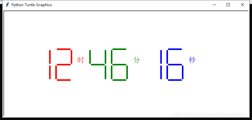 【python基于turtle库实例】七段数码管时钟静态刷新版and（动态刷新版）七段数码管绘制 编写一段程序实现如下的时钟效果 Csdn博客