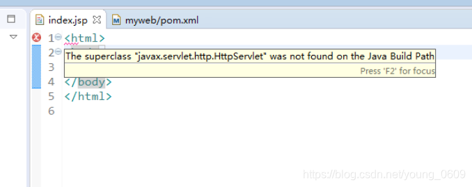 jsp文件报错信息 The superclass “javax.servlet.http.HttpServlet“ was not found on the Java Build Path ...
