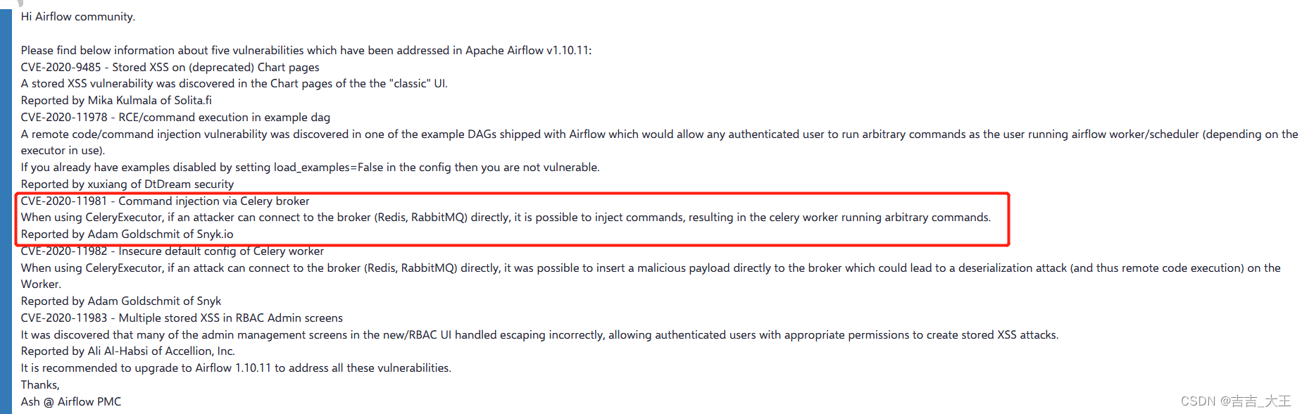 Apache Airflow Celery 消息中间件命令执行(CVE-2020-11981)-CSDN博客