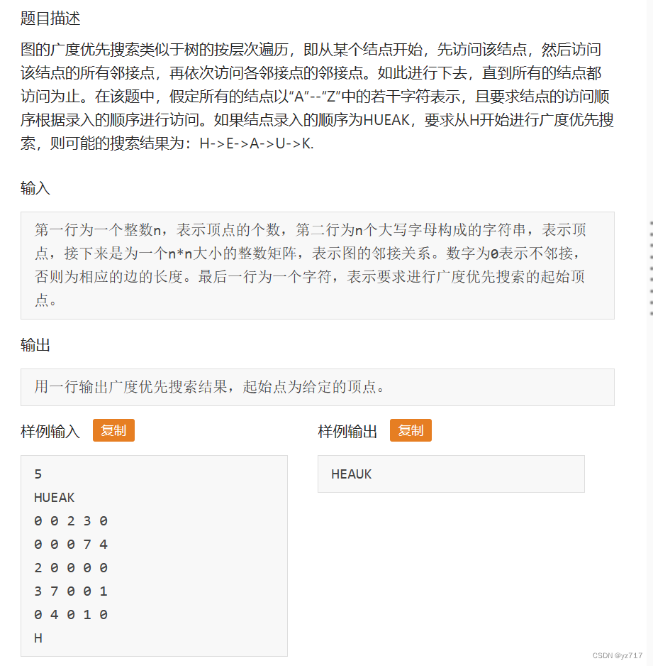 swust oj 1069: 图的按录入顺序广度优先搜索-CSDN博客
