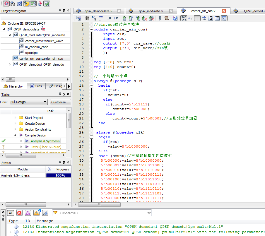 基于FPGA的QPSK调制解调Verilog代码Quartus仿真_fpga实现qpsk调制与解调仿真-CSDN博客