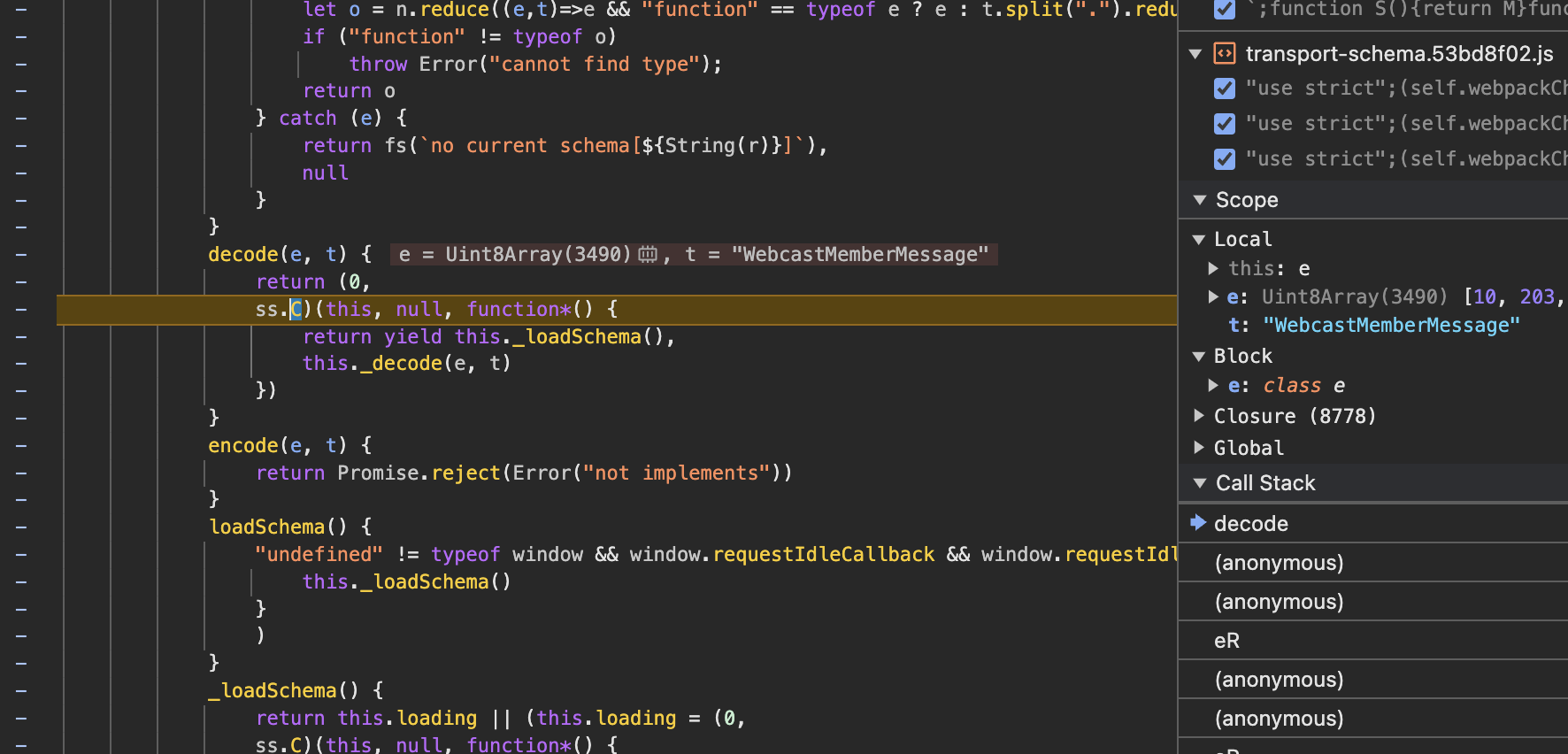 直播的js代码debug解析找到protobuf消息的定义 Webcastranklisthourentrancemessage Csdn博客