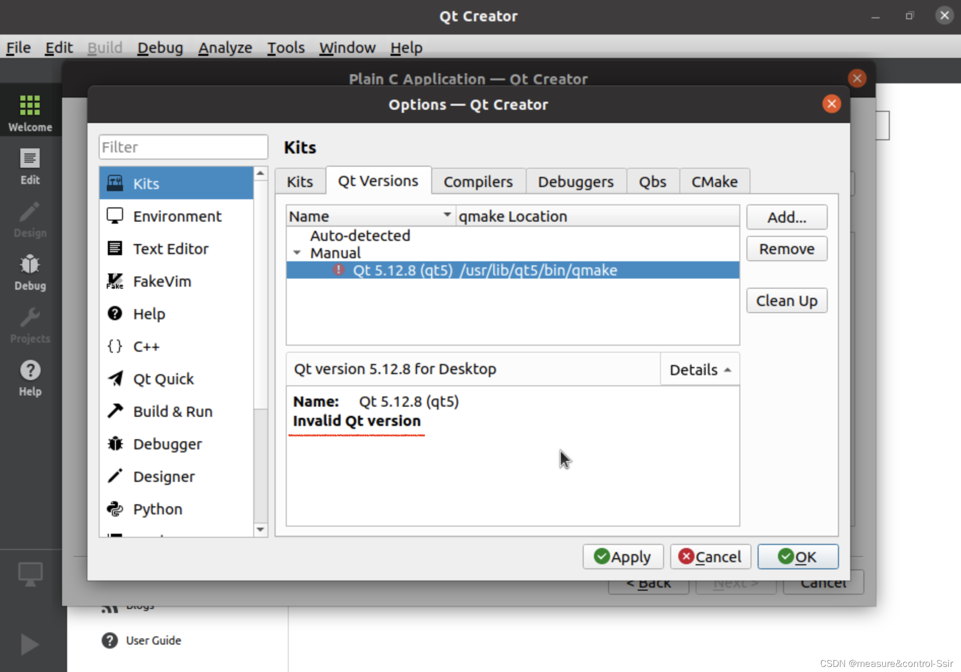 ubuntu使用qtcreator，提示Invalid Qt version-CSDN博客