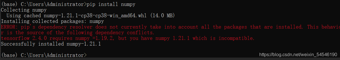解决importError ：numpy.core.multiarrary failed to import_importerror: numpy.core.multiarray failed ...
