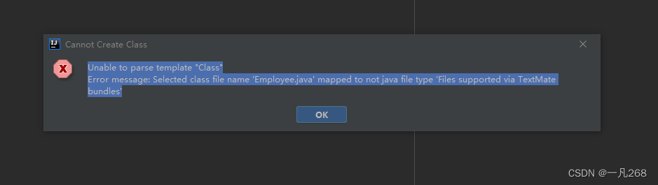 Selected class file name ‘Employee.java‘ mapped to not java file type ‘Files supported via ...
