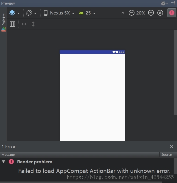 Android Studio 3.1.3无法预览XML视图，出现Failed to load Appcompat Actionbar with unknown error_android ...