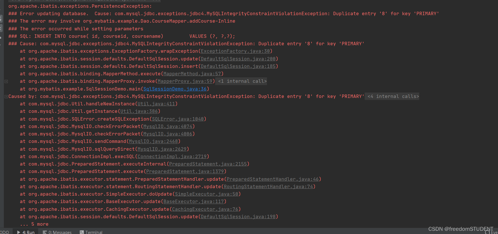 【报错】.MySQLIntegrityConstraintViolationException: Duplicate entry ‘8‘ for key ‘PRIMARY‘_duplicate ...