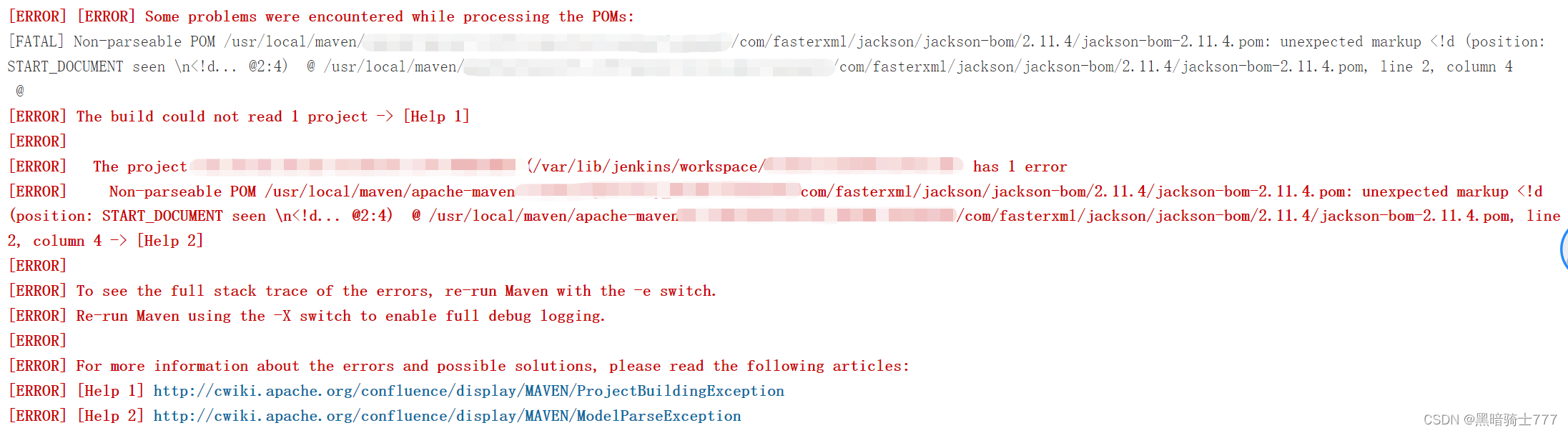 Jenkins Build报错:[ERROR] Some problems were encountered while processing the POMs-CSDN博客