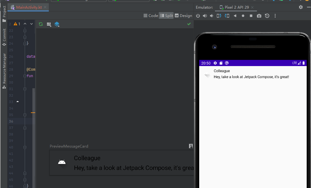 【Android-JetpackCompose】1、实战聊天界面：@Compose 可组合函数、用 Row() 和 Column() 设计布局、MaterialDesign 样式、列表、动画 ...