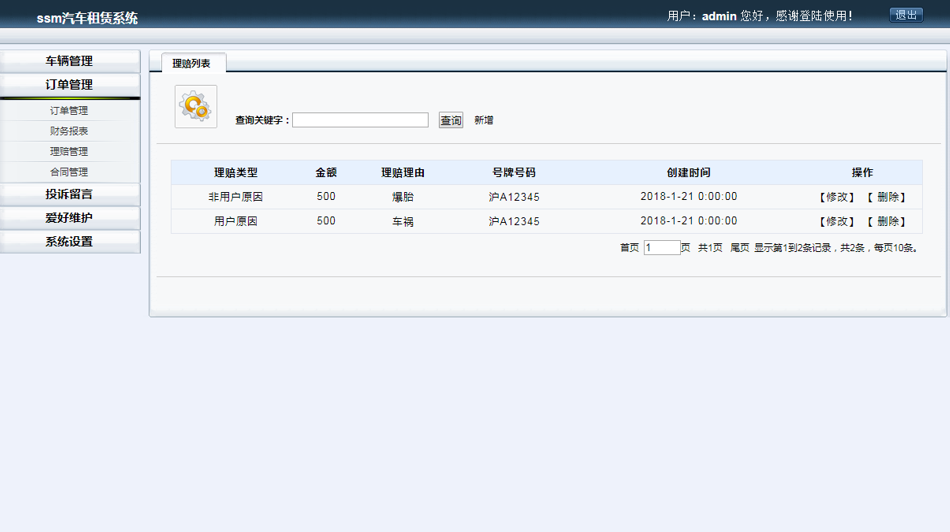 基于java Web的汽车租赁系统的设计与实现j2ee Jspjava Ssm可运行源码数据库lw基于java Web 的车辆租赁管理系统的设计与实现 功能模块设计 调用的