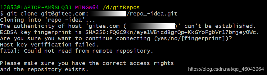 纠错笔记1：解决用ssh时git clone遇到的问题_host key verification failed. fatal: could not rea-CSDN博客