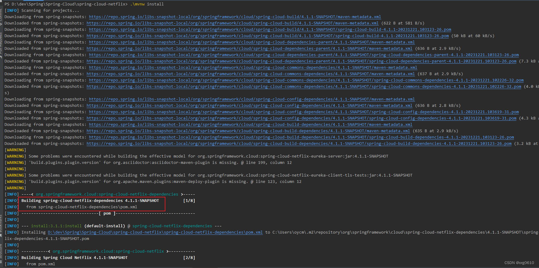 spring-cloud-netflix源码项目提示Could not find artifact org.springframework ...