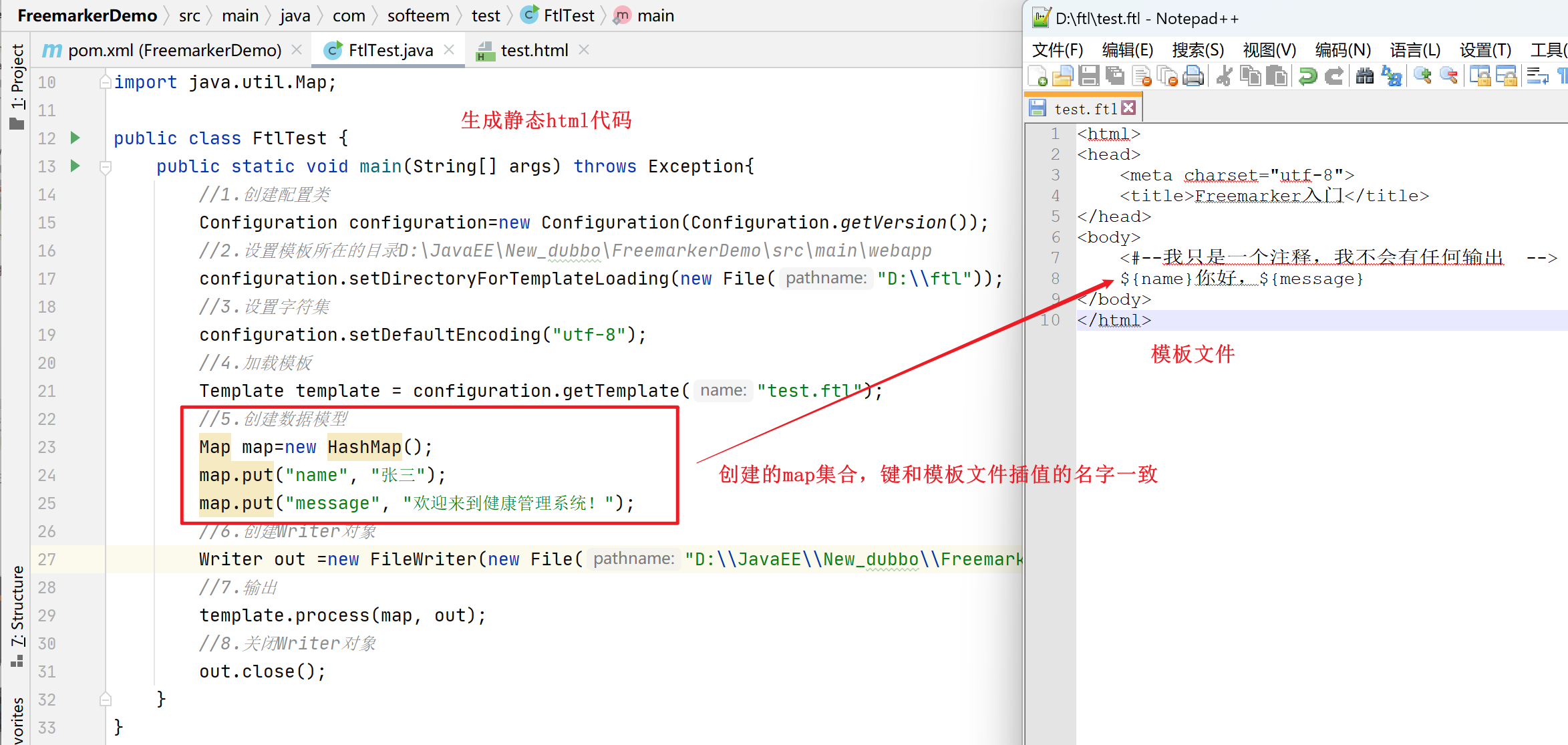 页面静态化：Freemarker入门案例和常用指令教程_ftl assign int 类型-CSDN博客