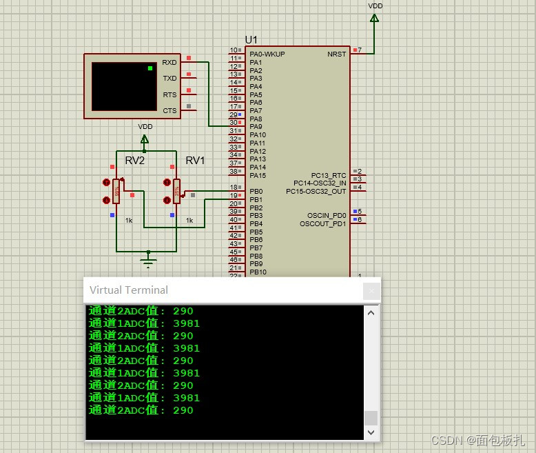 【STM32+HAL+Proteus】系列学习教程---ADC（查询、中断、DMA模式下的电压采集）_hal库ad proteus-CSDN博客