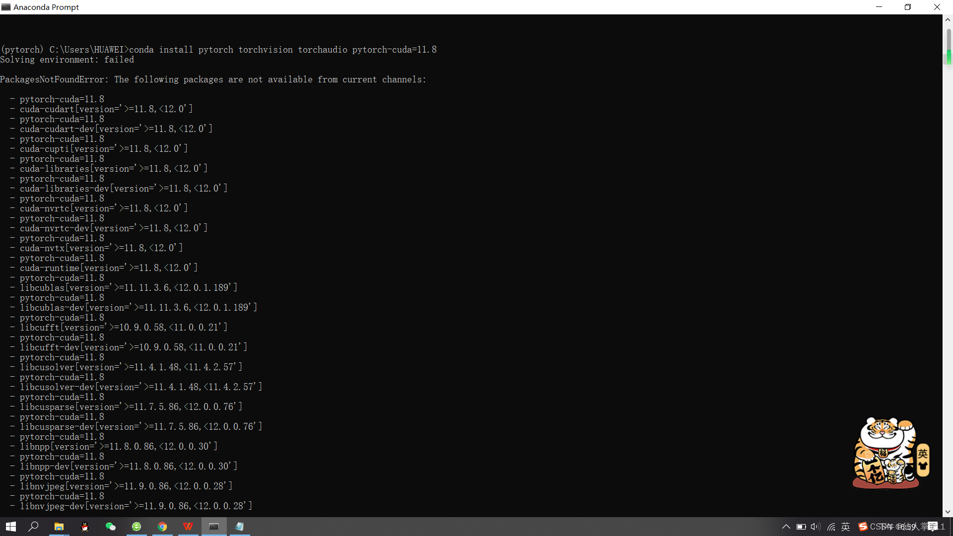 pytorch出现Solving environment: failed.PackagesNotFoundError:错误，怎么操作_solving environment: failed ...