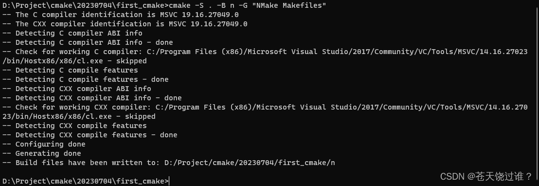 CMake学习之windows下cmake生成nmake_windows nmake-CSDN博客