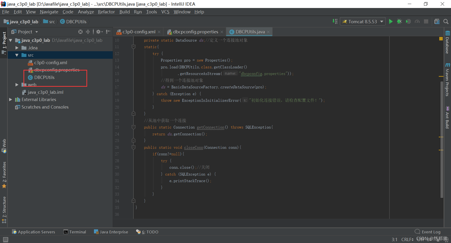 eclipse和idea的DBCP的使用和使用C3P0数据源查询数据_eclipse配置com.mchange.v2.c3p0和tomcat数据源-CSDN博客