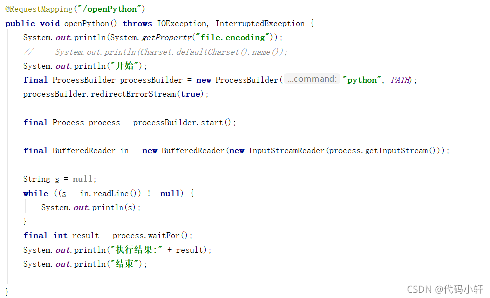 在idea的springboot项目中运行PyCharm的python文件_processbuilder执行py文件,py文件的存放位置-CSDN博客