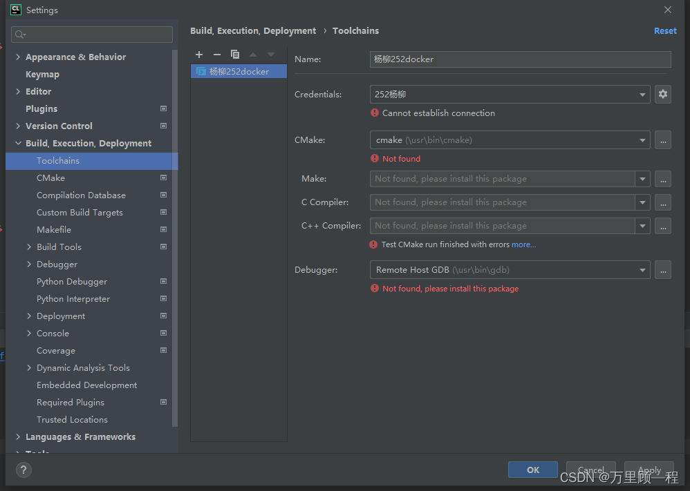 解决CLion的 CMake executable not found:XXX_clion连接远程未找到cmake-CSDN博客