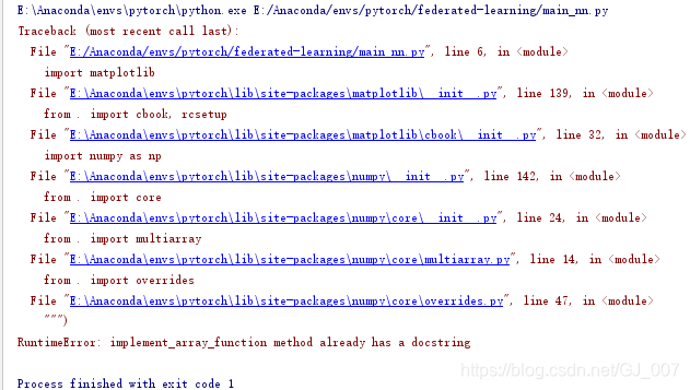 pycharm 运行程序出错：RuntimeError:implement_array_function method already has a docstring-CSDN博客