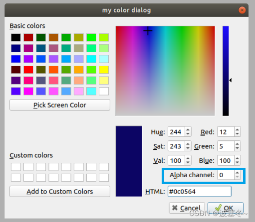 Qt应用开发(基础篇)——颜色选择器 QColorDialog_qt颜色选择器-CSDN博客