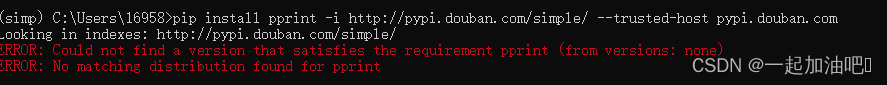 python：No matching distribution found for pprint_python no matching distributon fund for cython ...