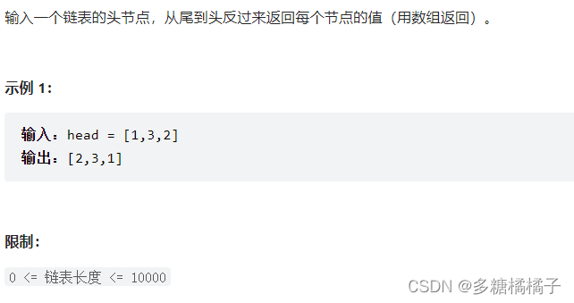 Leetcode刷题之从尾到头打印链表 Csdn博客