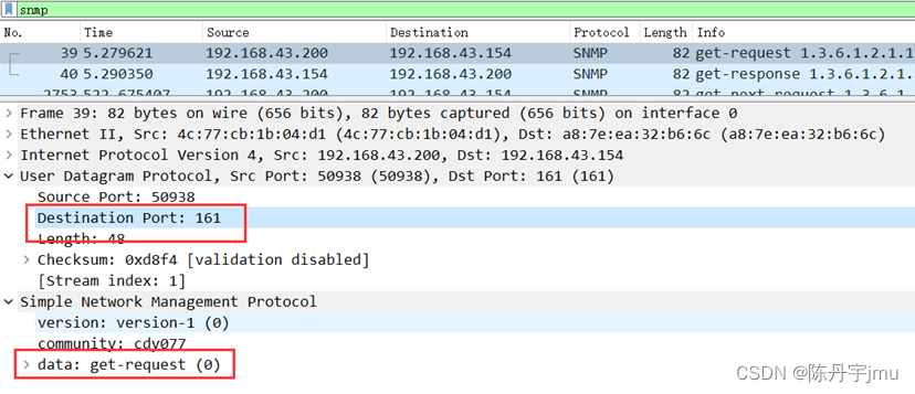计算机网络管理 实验4(一) SNMP报文分析之验证SNMP协议的工作过程以及分析SNMP数据单元的格式_实验目的:捕获snmp报文,通过报文分析进一步理解snmp的报文结构、mib-2树的 ...