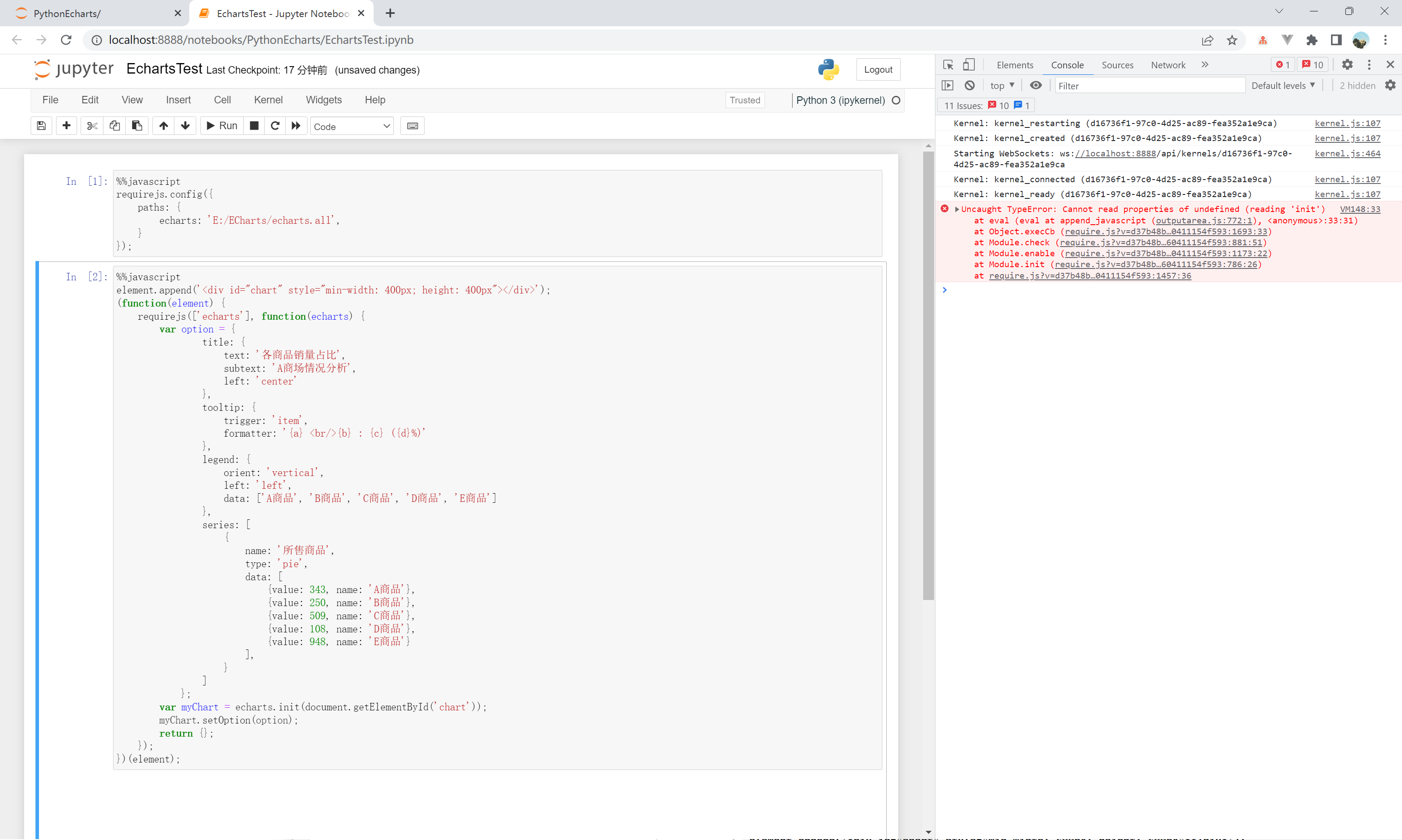 Echarts数据可视化 第8章 与Python结合的大数据可视化案例 8.1 如何快速结合Python与Echarts 8.1.2 使用Jupyter完成Echarts可视化_echarts ...