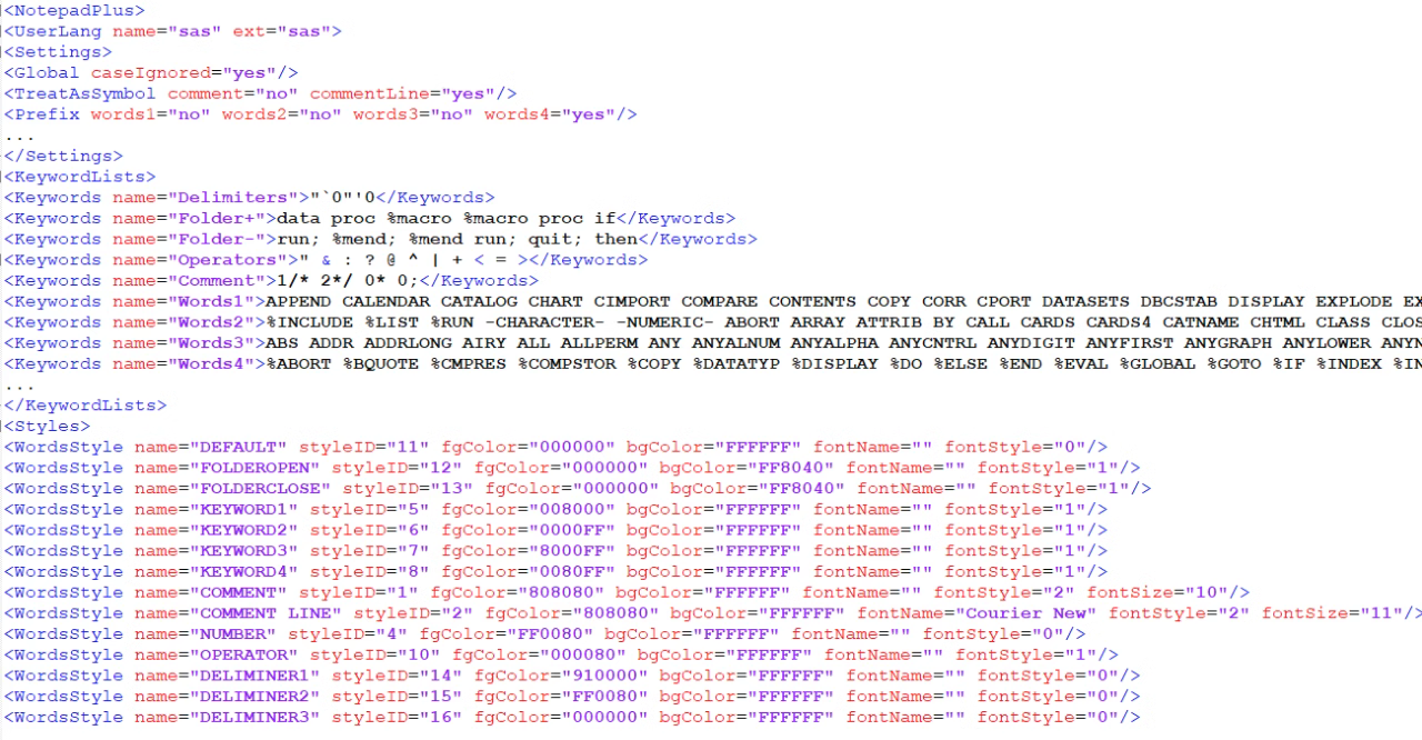 Notepad++添加SAS语言实现语法高亮_sas代码高亮-CSDN博客