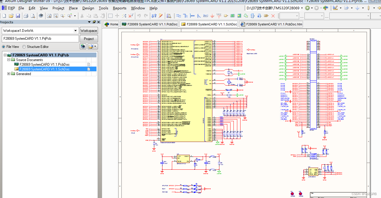 基于TMS320F28069 设计SystemCARD应用DSP硬件控制板（原理图+PCB）工程文件，AD09设计的工程文件_f28069的文件-CSDN博客