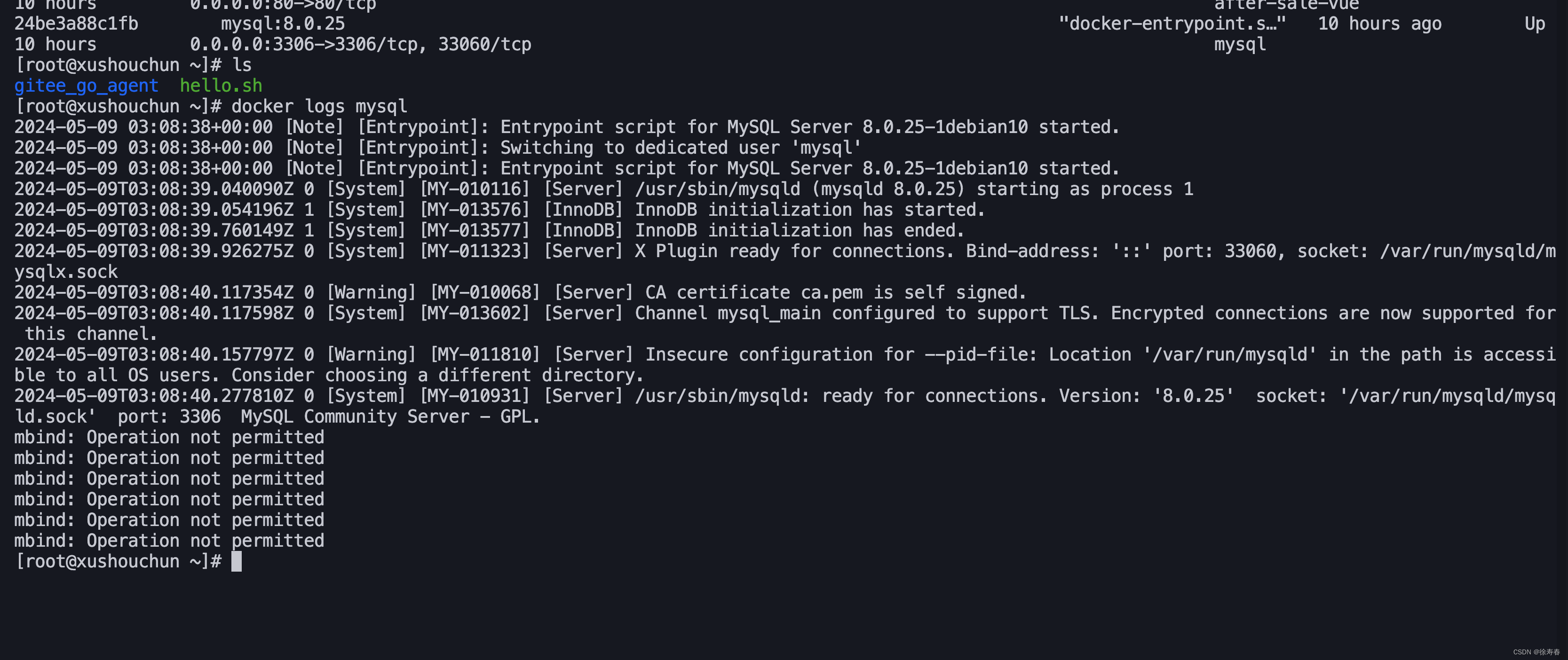 mysql: docker 异常 - mbind: Operation not permitted-CSDN博客