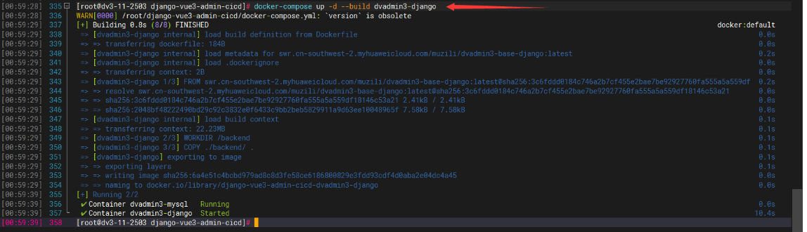 Docker构建及部署Python django-vue3-admin项目：前后端Dockerfile脚本示例及mysql redis celery基础镜像_dvadmin3-CSDN博客