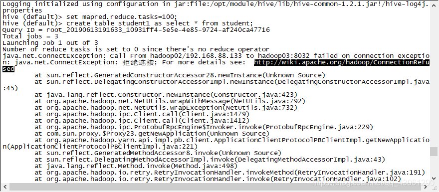 hive 在执行create table student1 as select * from student;就一直在这个阶段没有启用mr 为什么？_hive create table as ...