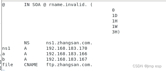 配置DNS服务：a.zhangsan.com与b.zhangsan.com及ftp.zhangsan.com别名解析-CSDN博客