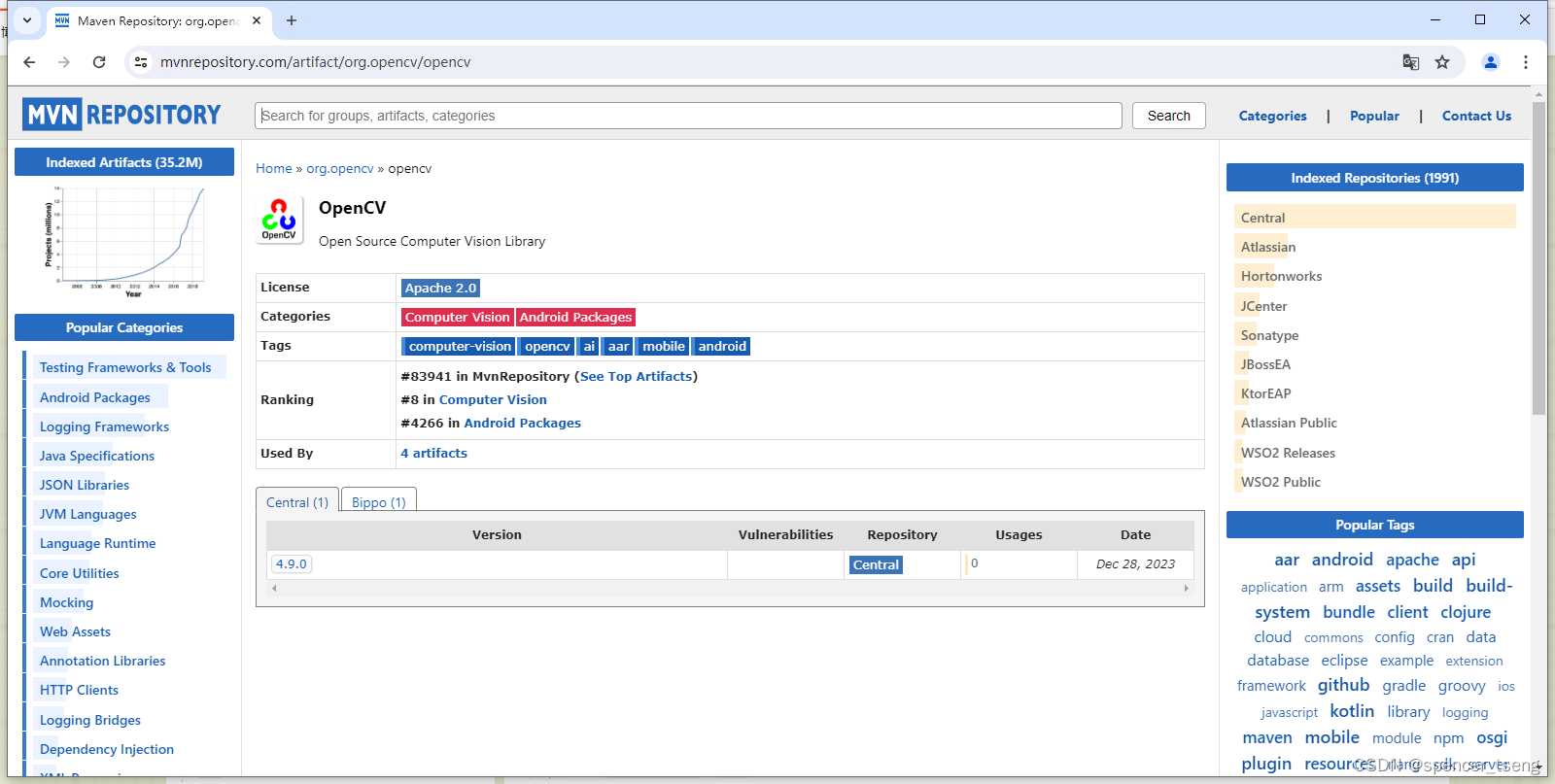 Missing artifact org.opencv:opencv:jar:4.10.0 [opencv-4.10.0.jar]-CSDN博客