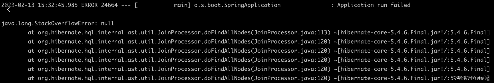 JPA执行查询报错java.lang.StackOverflowError: null问题排查与解决_java检查到异常时堆栈打null-CSDN博客