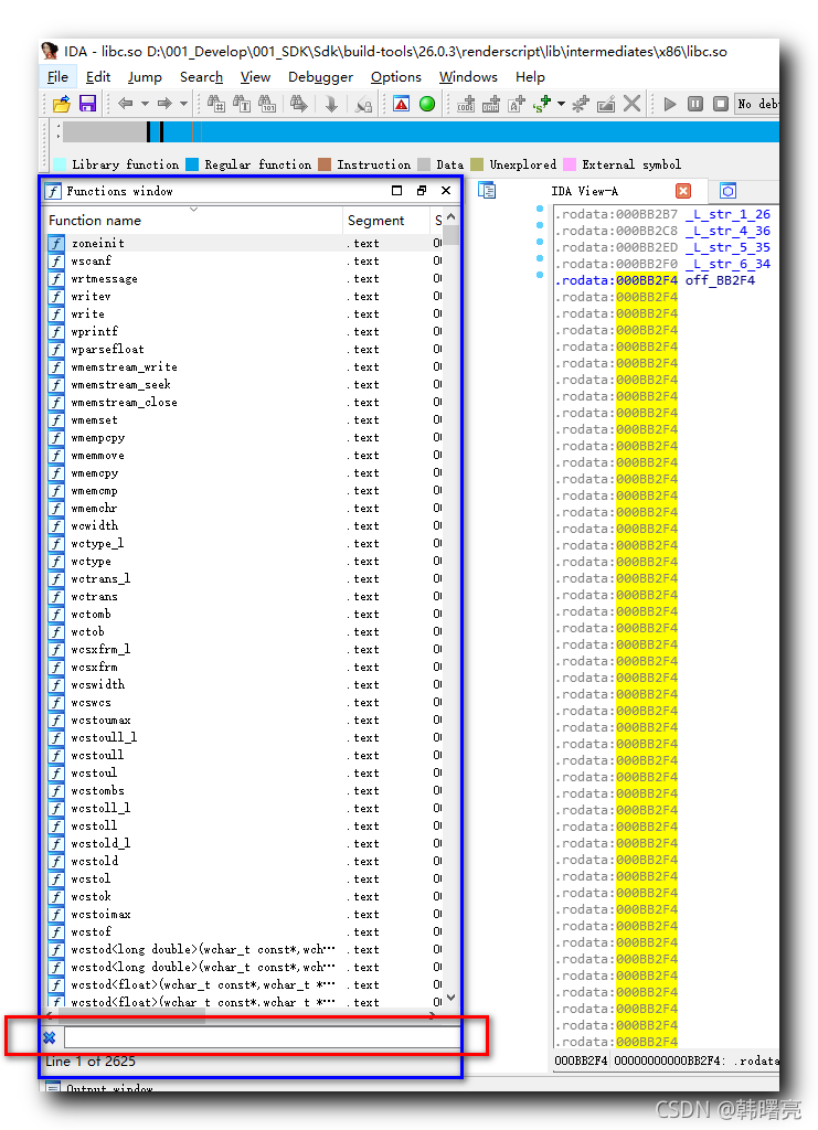 【Android 逆向】x86 汇编 ( 使用 IDA 解析 x86 架构的动态库文件 | 使用 IDA 打开动态库文件 | IDA 中查找 ...