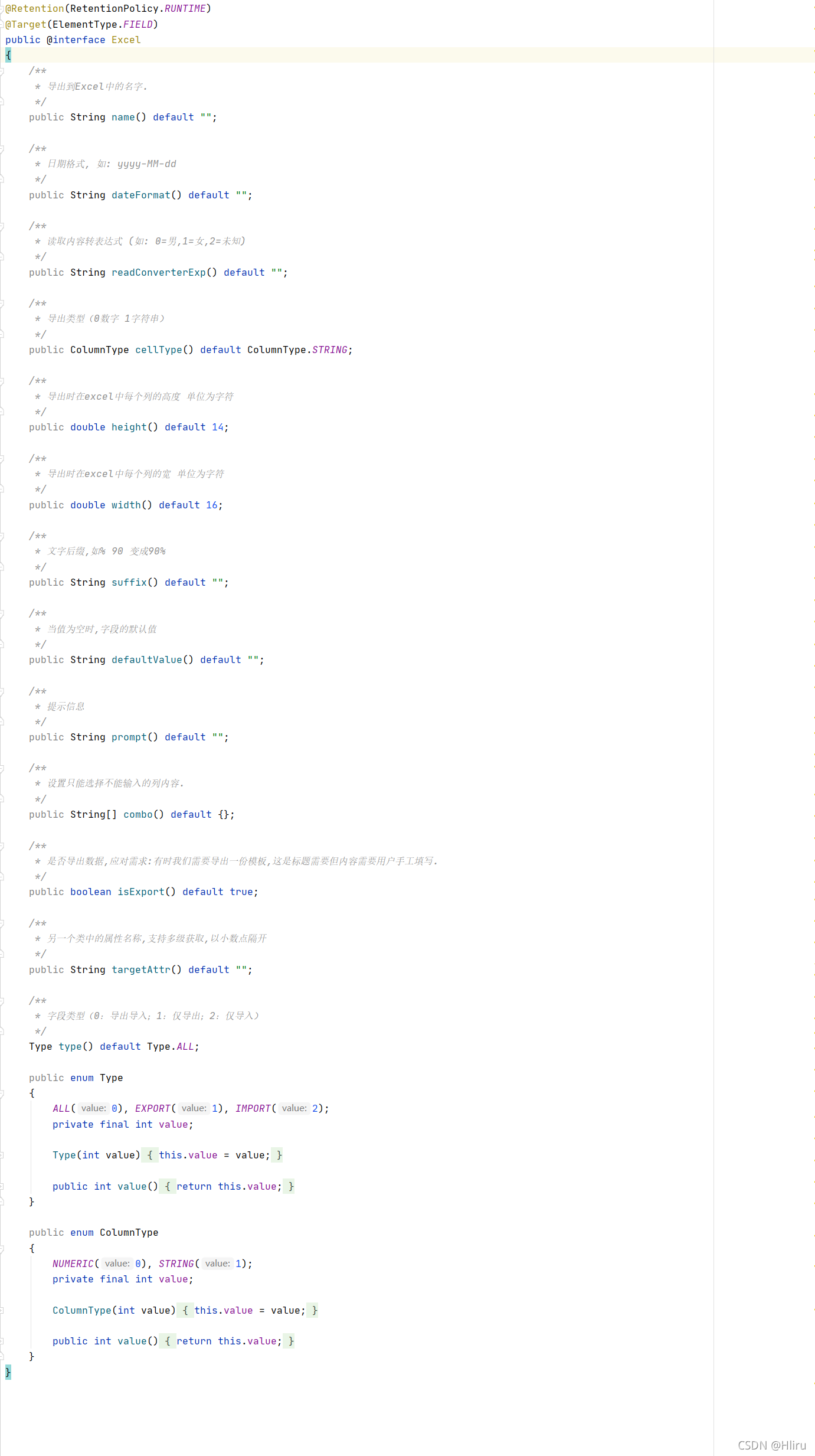 自定义导出Excel数据注解_ruoyi excelutil自定义列名称-CSDN博客