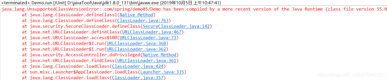 compiled by a more recent version of the Java Runtime (class file version 55.0), this version of ...