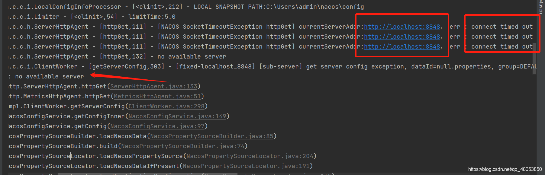 java.net.ConnectException: no available server-CSDN博客