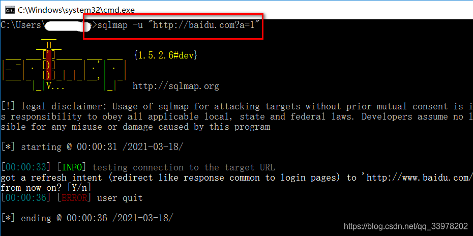 window系统在cmd窗口中直接使用sqlmap命令进行sql注入测试_在命令行中输入python sqlmap.py也会弹出默认程序,这可能是因为你的系统关联了.py-CSDN博客